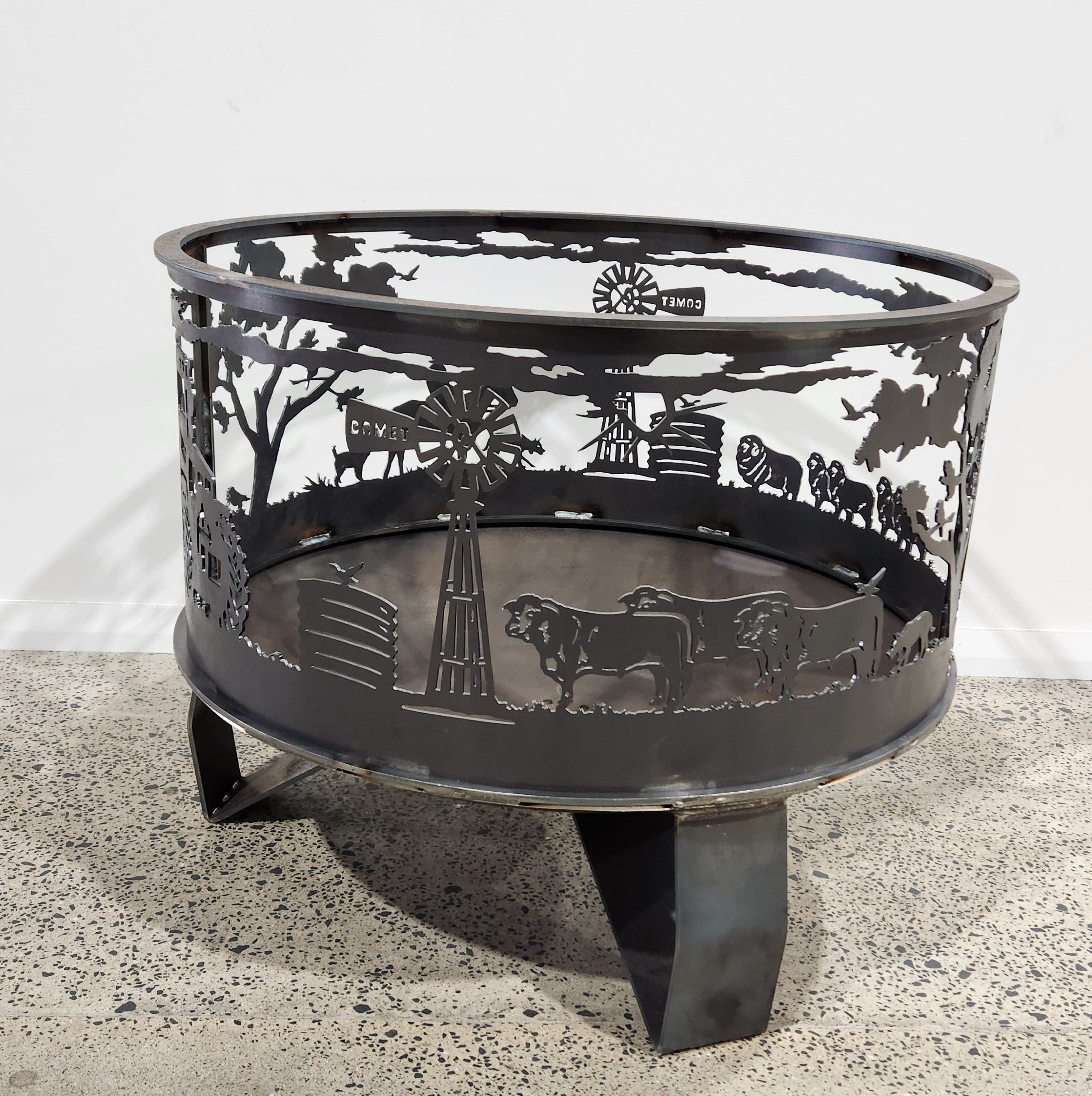 80 cm Diameter Australiana Fire Pit Metal OUT | H&S Metalcraft